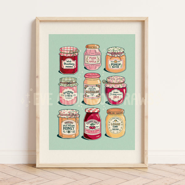 Jams and spreads A5 print (seconds) – EVE ANDERSON DRAWS